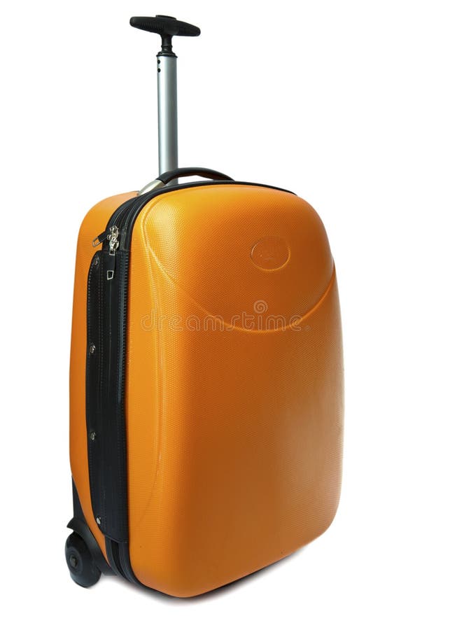 Orange suitcase for travel stock photo. Image of white - 18729008