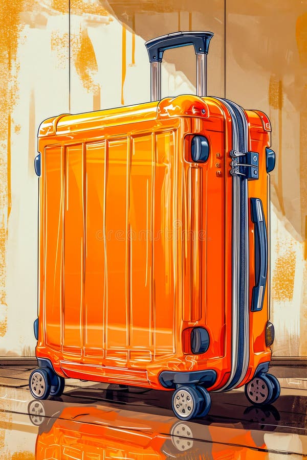 Orange Suitcase with Handle and Wheels for Easy Transport. Generative ...