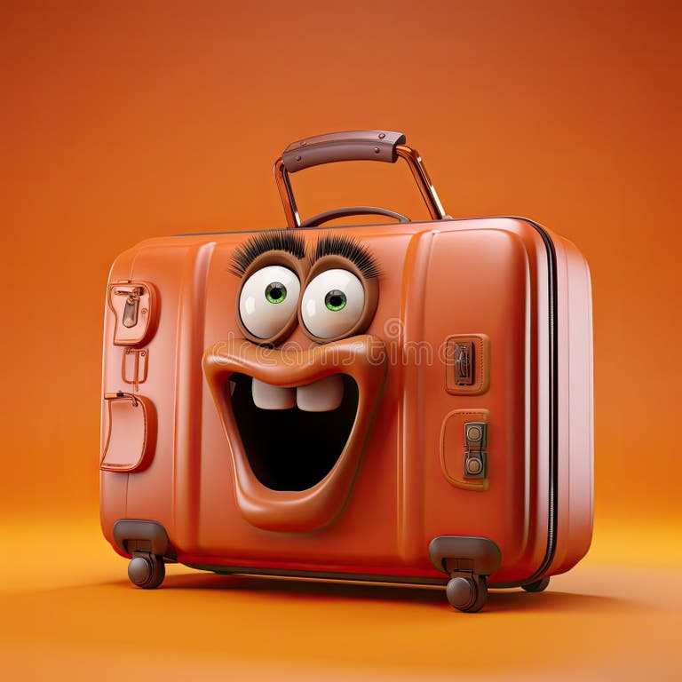 An Orange Suitcase with a Smiling Face on it. Generative AI Image ...