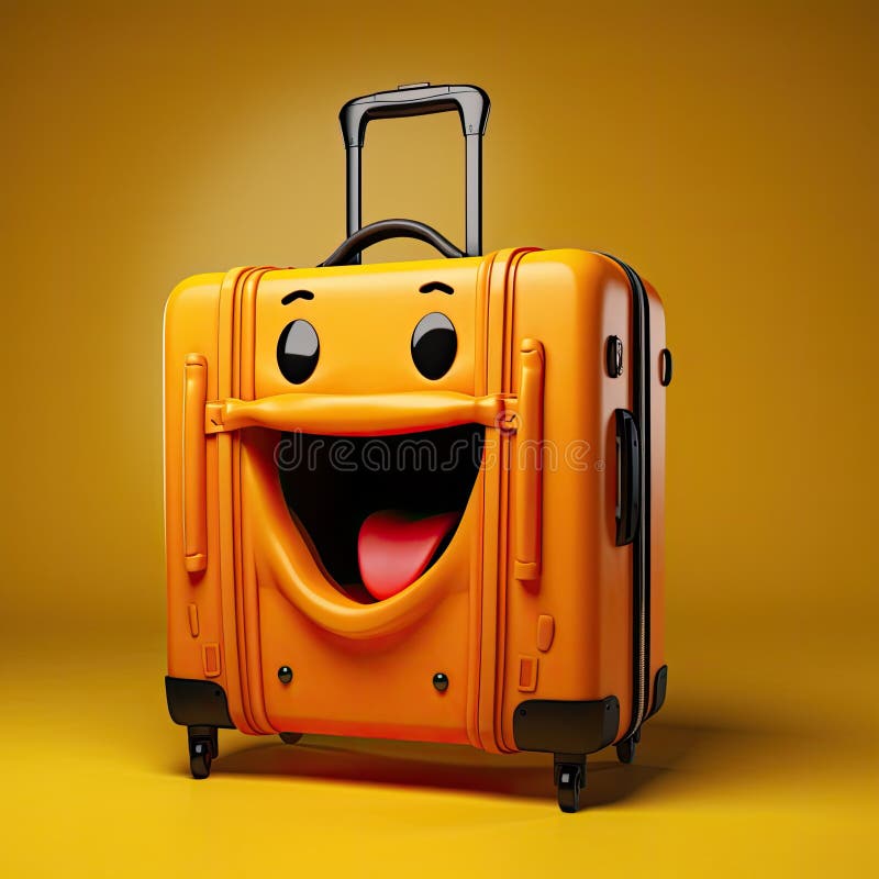 An Orange Suitcase with a Smiling Face on it. Generative AI Image ...