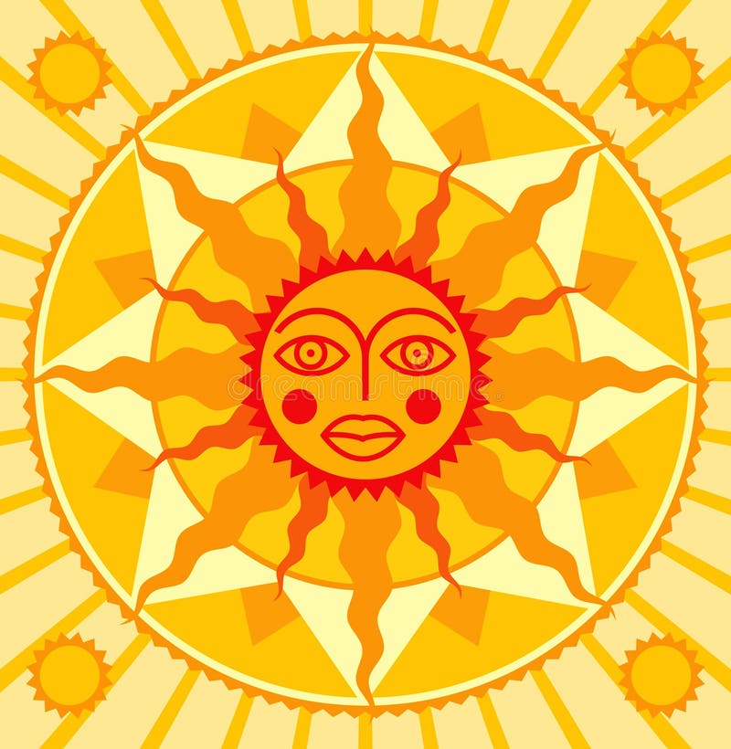 Orange sun stock vector. Illustration of drawing, stylized - 2389461