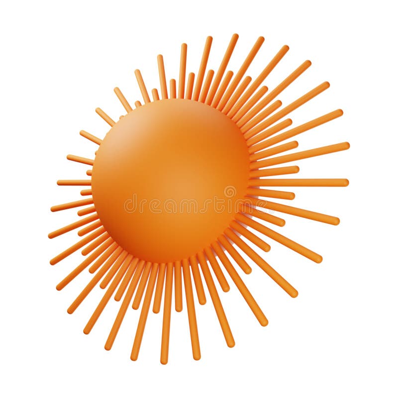 Orange Sun 3D Illustration stock photo. Illustration of sunshine ...