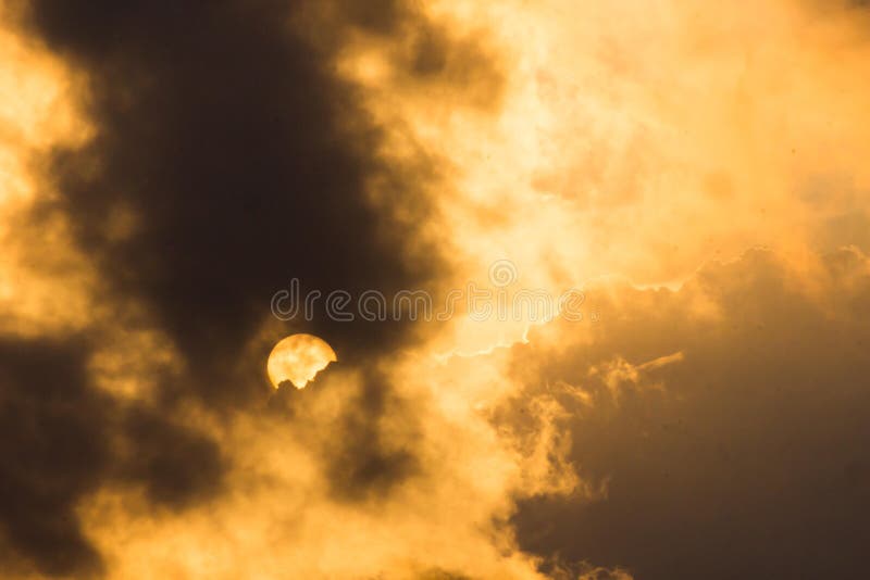 Orange Sun and Dark Cloud Background Stock Image - Image of layer, warm ...