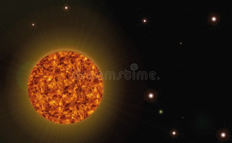 Orange sun in the dark stock illustration. Illustration of nibiru ...