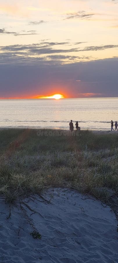 Orange Sun Going Down Over the Ocean Stock Image - Image of orange ...
