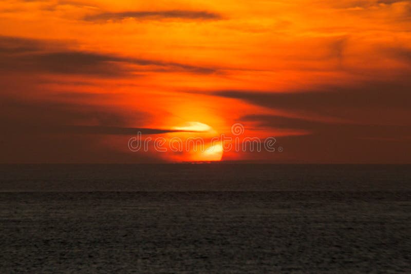 Orange Sun Setting on the Horizon Stock Photo - Image of abstract ...