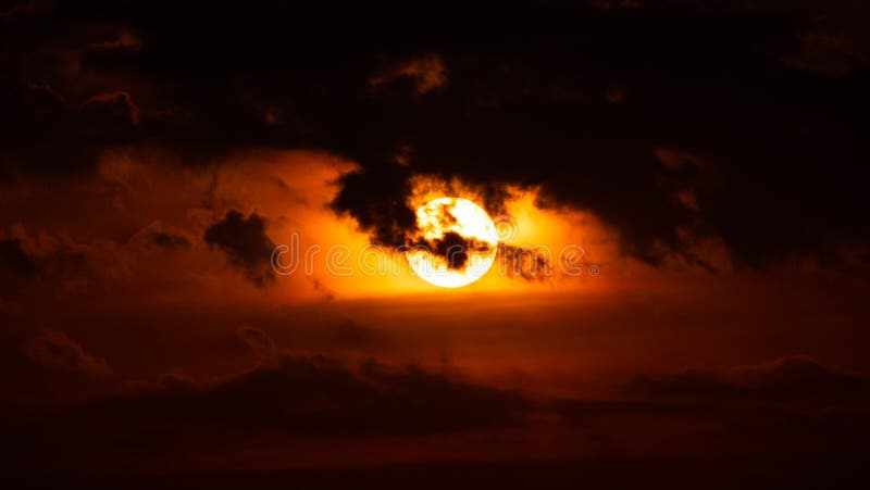 Orange sun in the sky stock photo. Image of landscape - 153241444