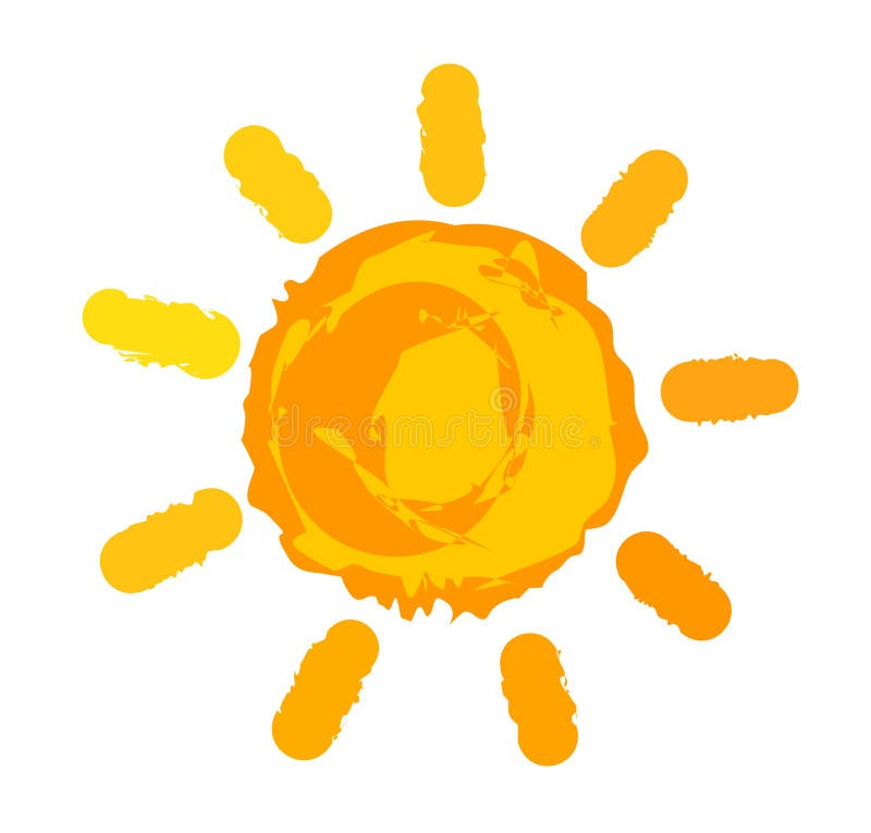 Orange sun symbol painted stock vector. Illustration of shiny - 225528892