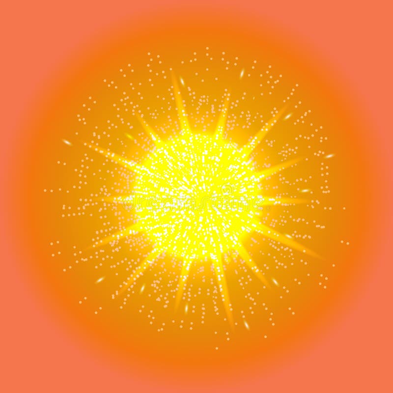Orange Sunburst Background Vector Yellow Sun With Rays And Glow On Red