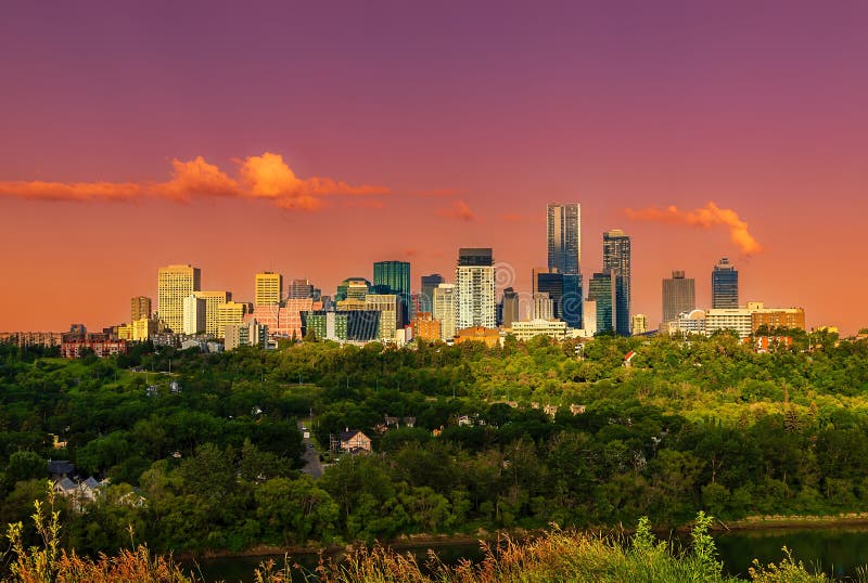 Orange Sunrise Glowing Over Edmonton Stock Photo - Image of panorama ...