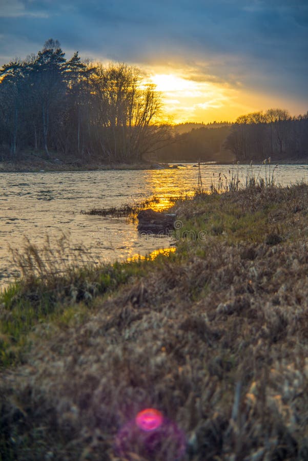 Sunrise Near River in Spring Stock Photo - Image of beautiful, outdoor ...