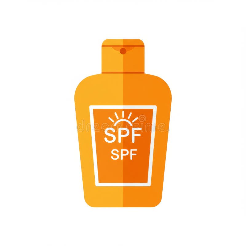 Orange Sunscreen Bottle with SPF Label on White Background Stock ...