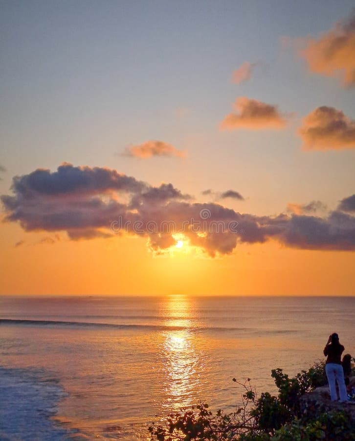 Orange Sunset at Balangan Beach Bali Stock Image - Image of sunset ...