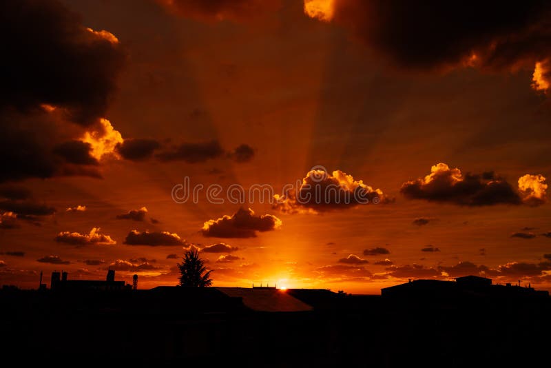 Orange Sunset Clouds. Background Stock Photo - Image of orange, dream ...