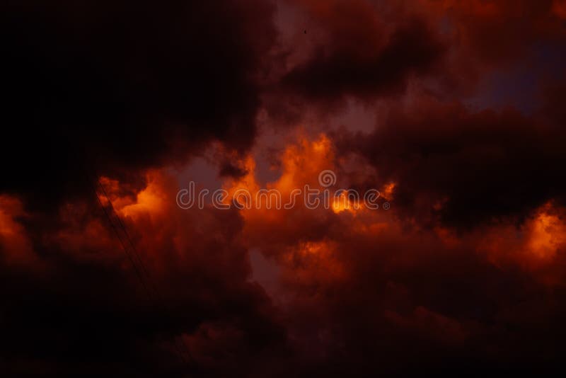 Orange Sunset Clouds. Background Stock Image - Image of dramatic ...
