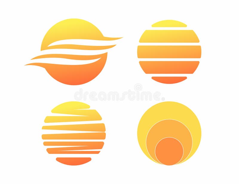 Orange Sunset Icon Gradient Vector Clip Art Asset Bundle Editable Stock ...