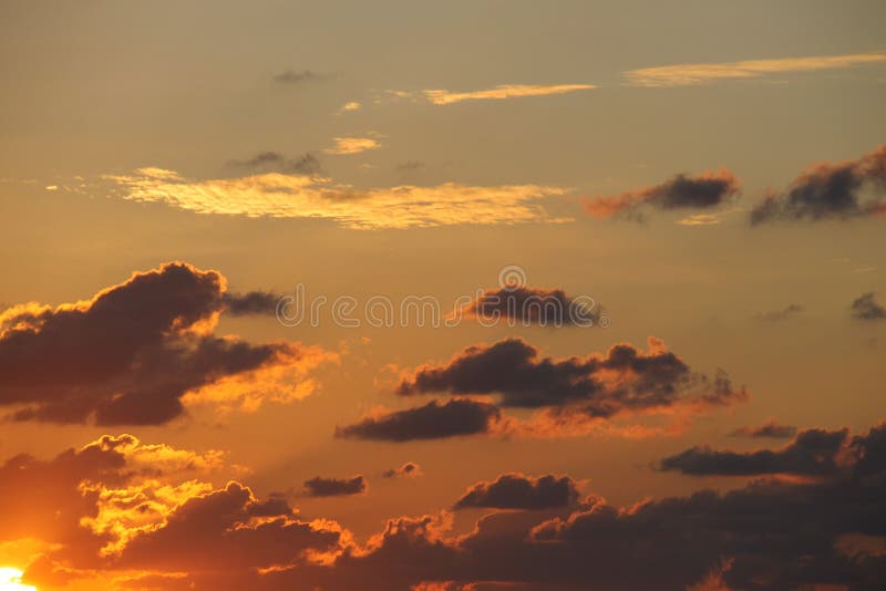 Orange Sunset, Lower Left Hand Corner with Clouds Stock Photo - Image ...