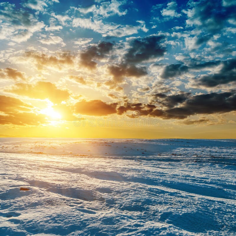 Orange sunset over snow stock image. Image of scenic - 36713143