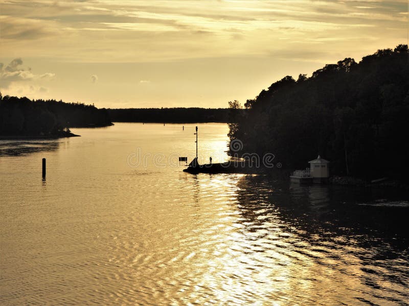 Sunset in the Turku Archipelago, Finland Stock Image - Image of jetty ...