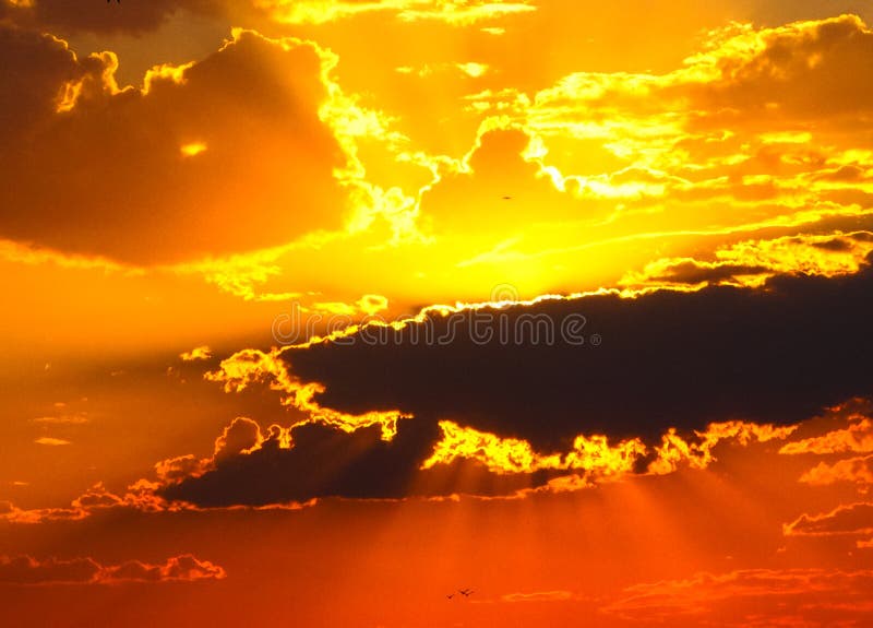 Orange Sunset Sky with Clouds Stock Photo - Image of orange, light ...