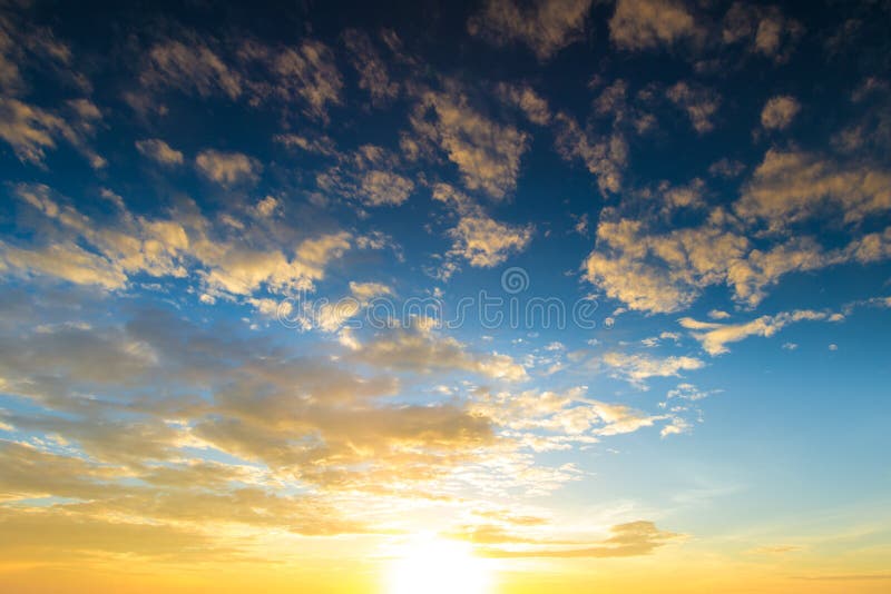 Orange Sunset Sky with Rays of Sun Stock Photo - Image of orange, light ...