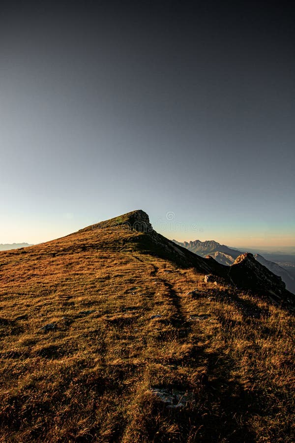 Orange Sunset in the Swiss Alps. Summer Vacation Stock Photo - Image of ...