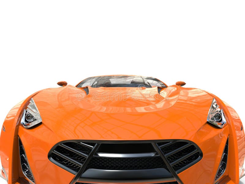 Orange Supercar. Front View. Stock Image - Image of glass, bright: 6893819