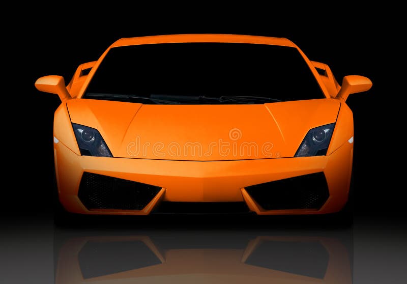 Orange Supercar. Front View. Stock Image - Image of glass, bright: 6893819