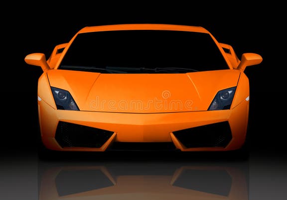 Orange Supercar. Front View. Stock Image - Image of glass, bright: 6893819