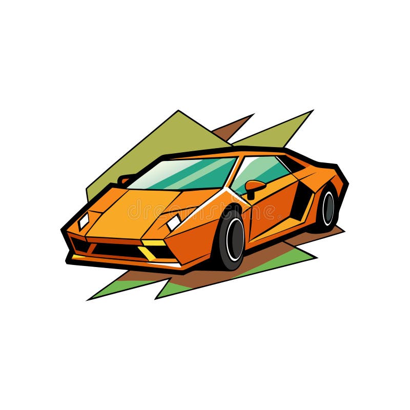 Orange Supercar Vector Illustration with Abstract Background Stock ...