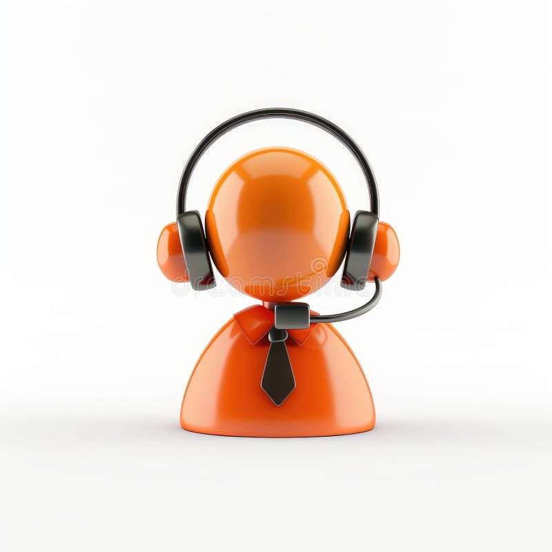 Orange Customer Service Avatar with Headset Stock Illustration ...