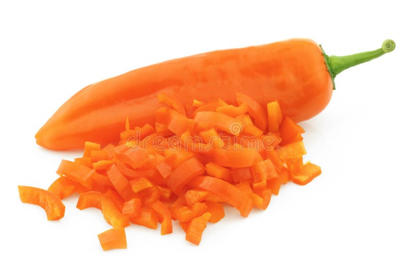 Orange Sweet Pepper (capsicum) and Cut Pieces Stock Image - Image of ...
