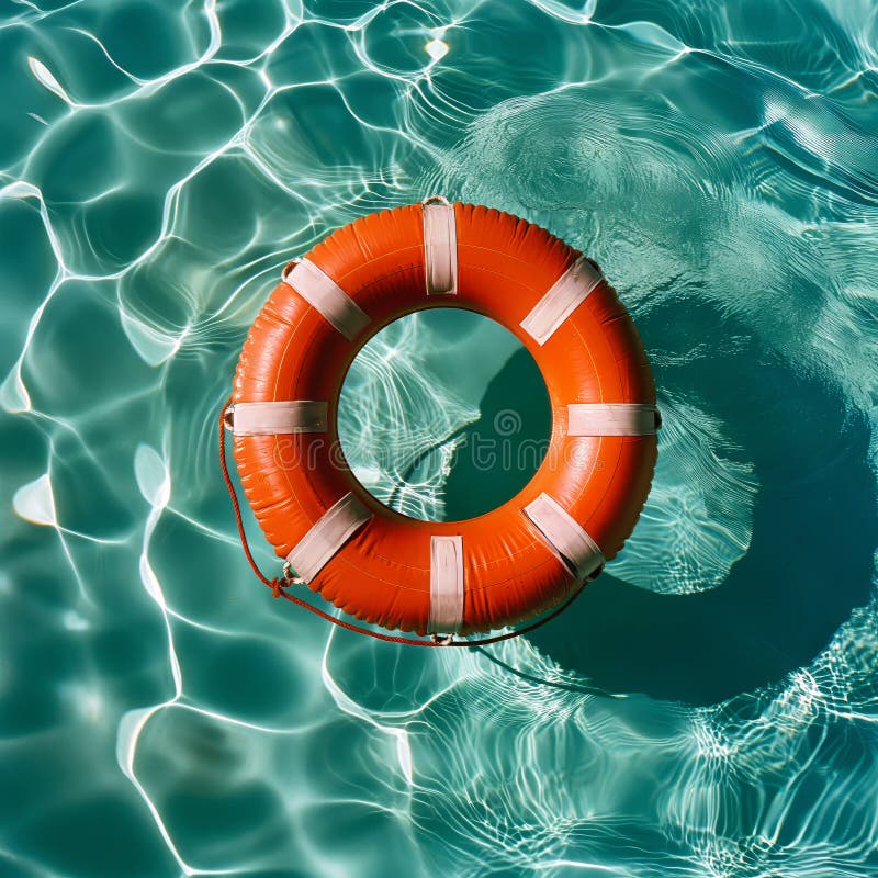 Orange Swimming Ring Floating in Pool Stock Image - Image of serene ...