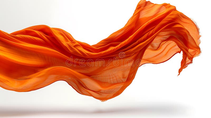 Orange Swirl Cloth Flying on White Background Stock Photo - Image of ...