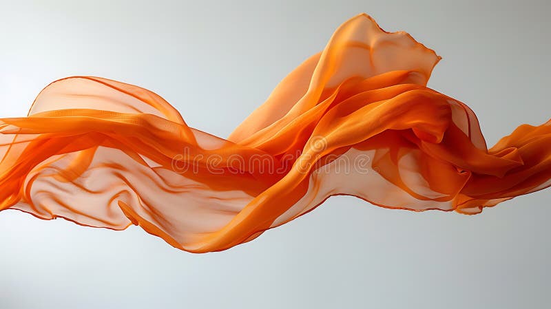 Orange Swirl Cloth Flying on White Background Stock Photo - Image of ...