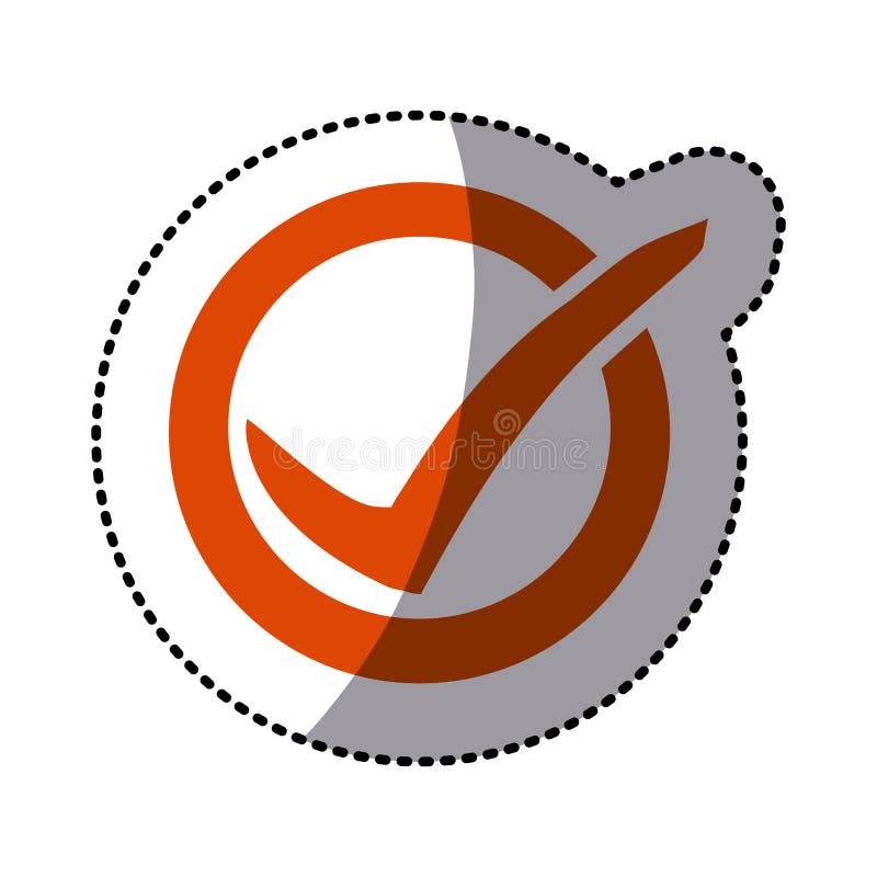 Orange Symbol Round with Ok Mark Icon Stock Illustration - Illustration ...