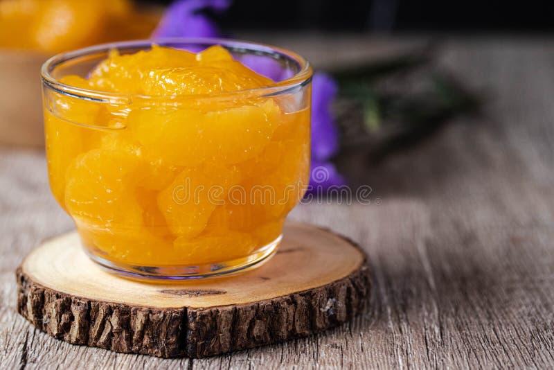 Orange in Syrup in Clear Dessert Glass Stock Photo - Image of liquid ...