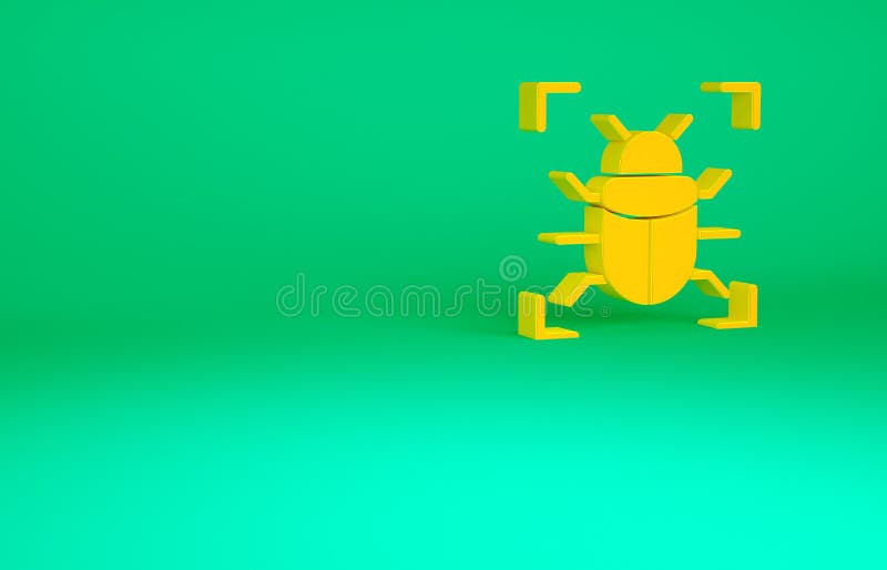Orange System Bug Concept Icon Isolated on Green Background. Code Bug ...