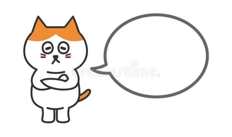 Orange Tabby Cartoon Cat Thinking Something with Folding Arms and a ...