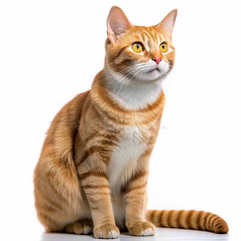 An Orange Tabby Cat Sitting on a White Surface Stock Illustration ...
