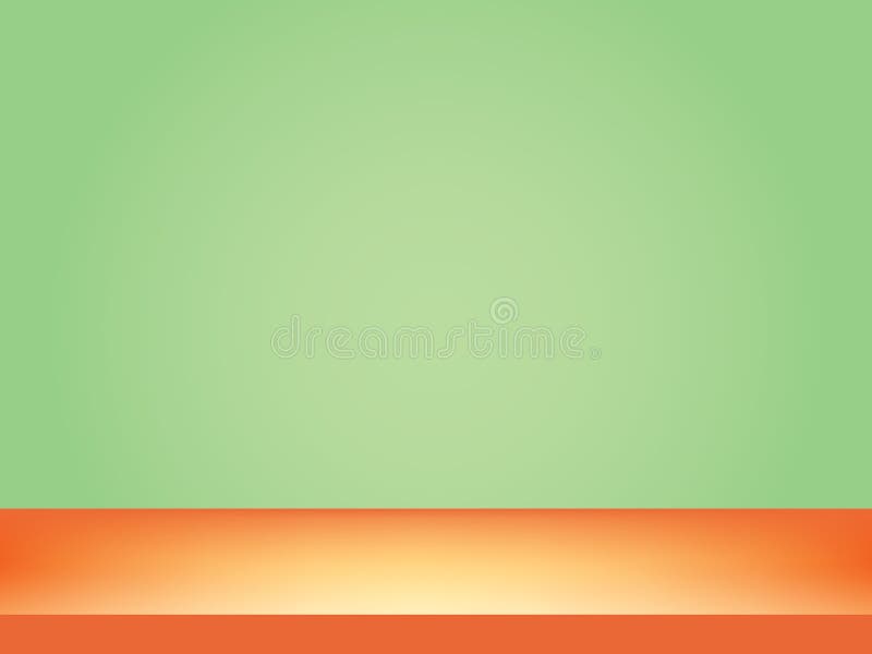 Orange Table with Green Gradient Wall for Background, Color Display ...
