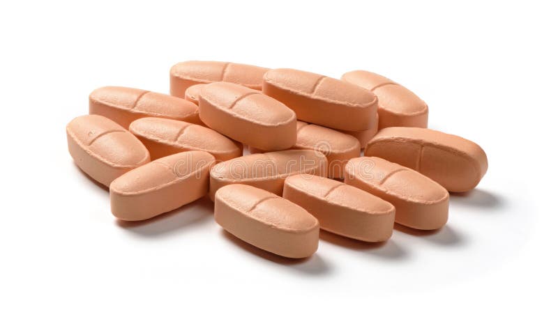 Orange Tablet Pills on White Background Stock Photo - Image of pill ...