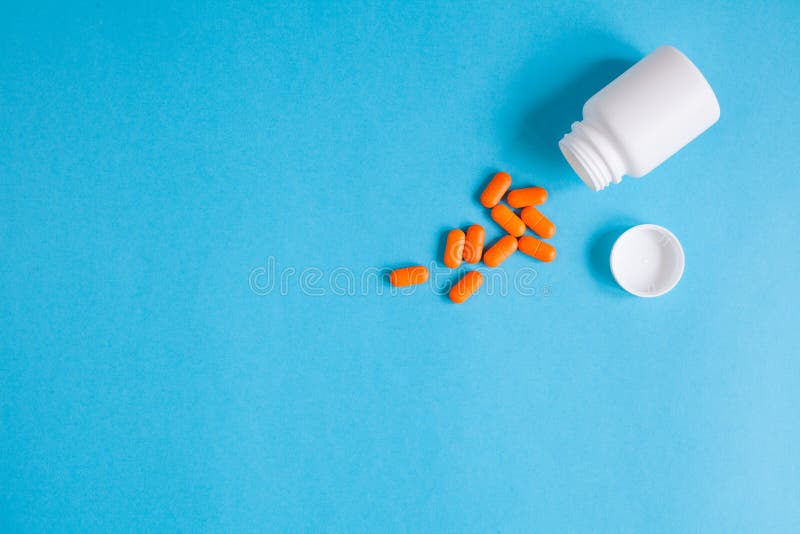 Orange Tablets in Plastic Container Top View Stock Image - Image of ...