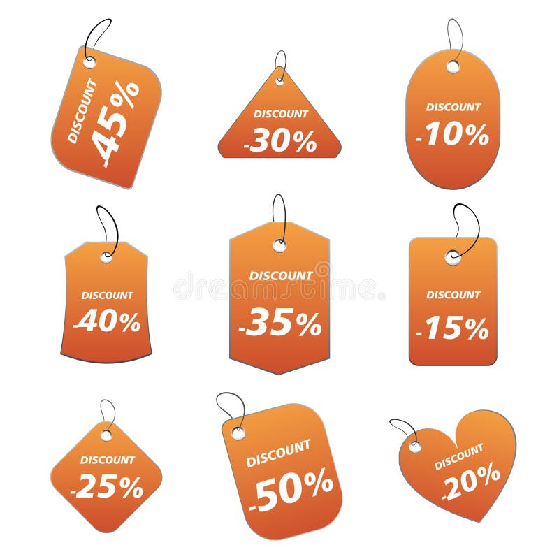 Orange tags - discount stock vector. Illustration of marketing - 6529090