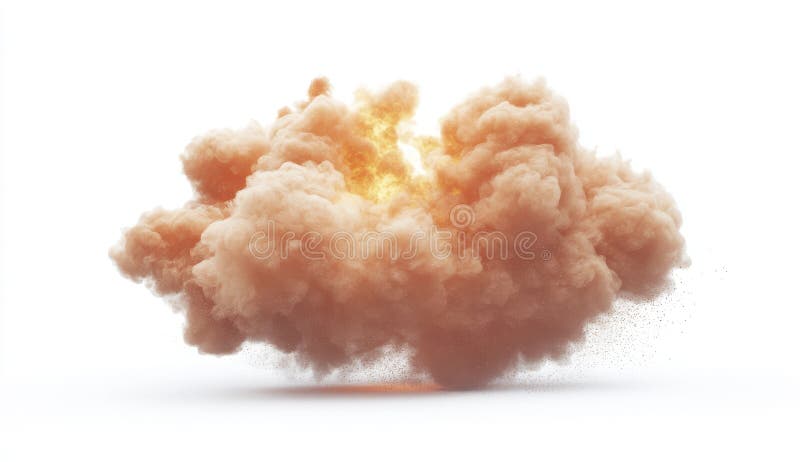 Orange and Tan Dust Explosion Cloud Isolated on White Stock ...