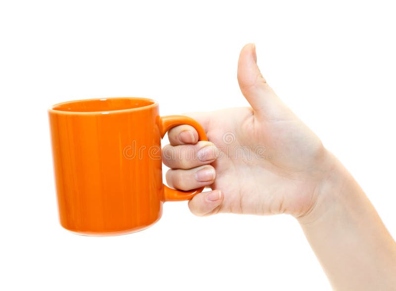 Hand Sign Posture Hold Coffee Cup Isolated Stock Image - Image of human ...