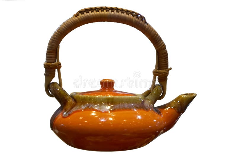 Orange Teapot Isolated on White Stock Image - Image of close, dairy ...