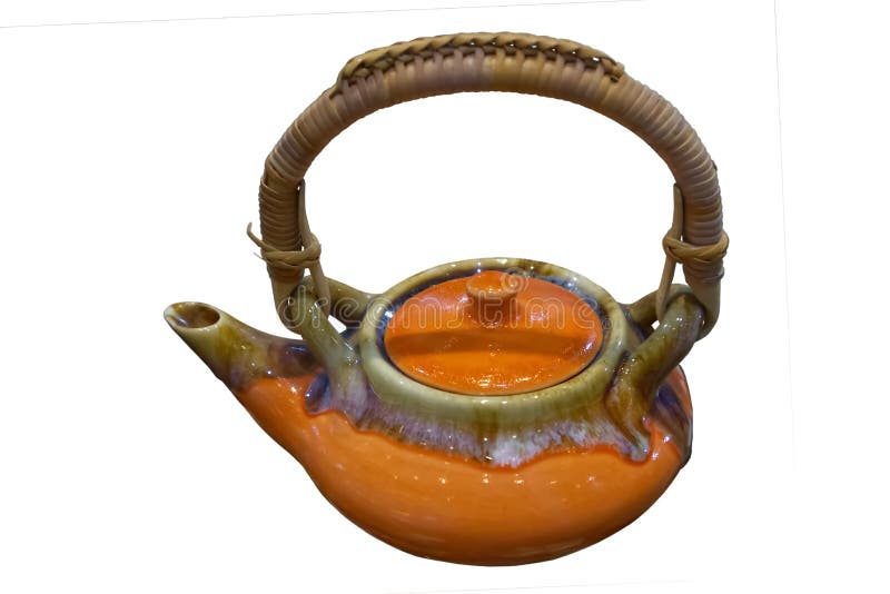 Orange Teapot Isolated on White Stock Photo - Image of heat, color ...