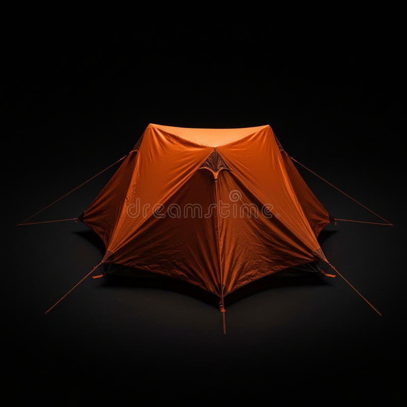 Orange Tent with a Pyramid-like Structure Set Against a Black ...