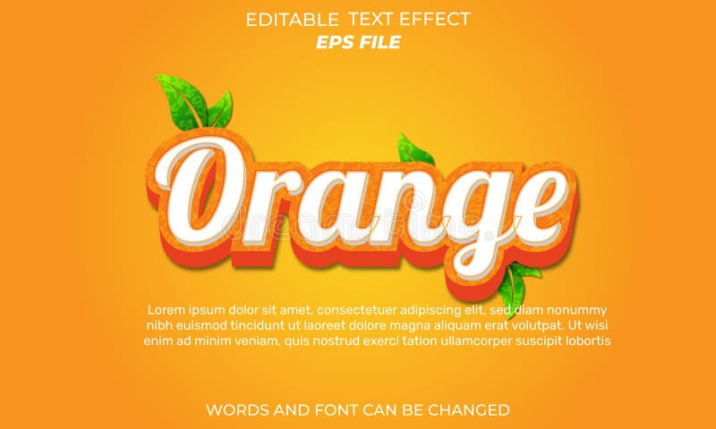 Orange Text Effect, Font , Typography, 3d Text. Template Stock ...
